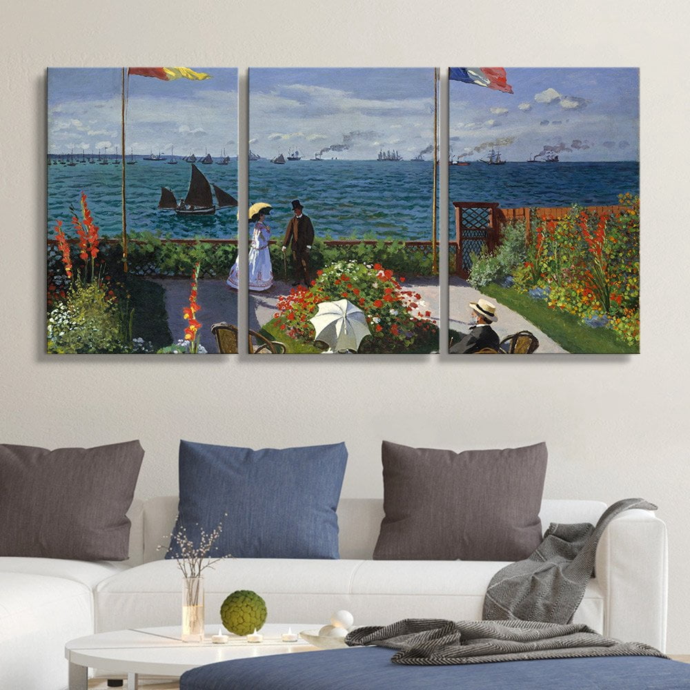wall26 3 Panel Canvas Wall Art - Garden at Sainte-Adresse, 1867 by ...