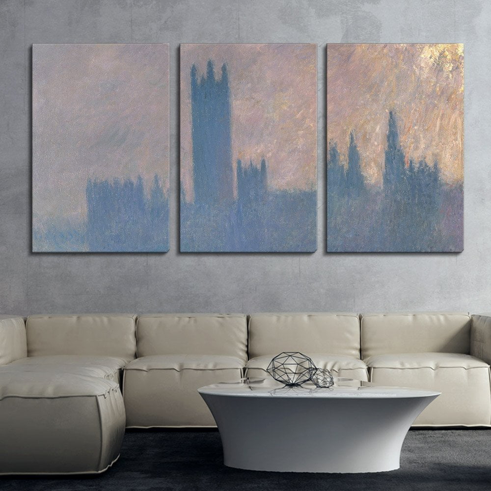 wall26 3 Panel Canvas Wall Art - Houses of Parliament, Sunlight Effect ...