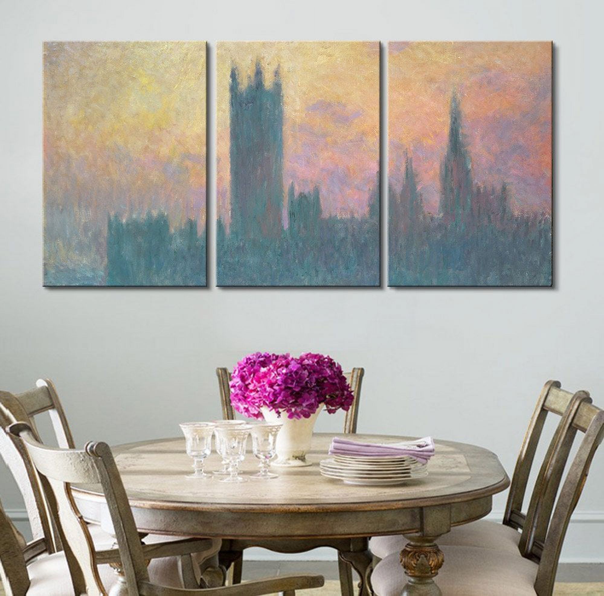 wall26 3 Panel Canvas Wall Art - Houses of Parliament, Sunset, 1903 by ...