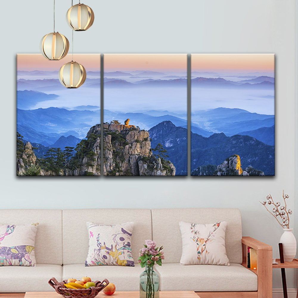 wall26 3 Panel Canvas Wall Art - Monkey-Like Giant Boulder Overlooking ...