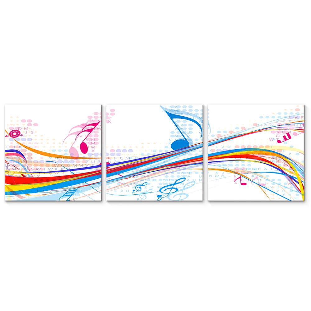 wall26 3 Panel Canvas Wall Art Music Note Pictures Home Wall ...