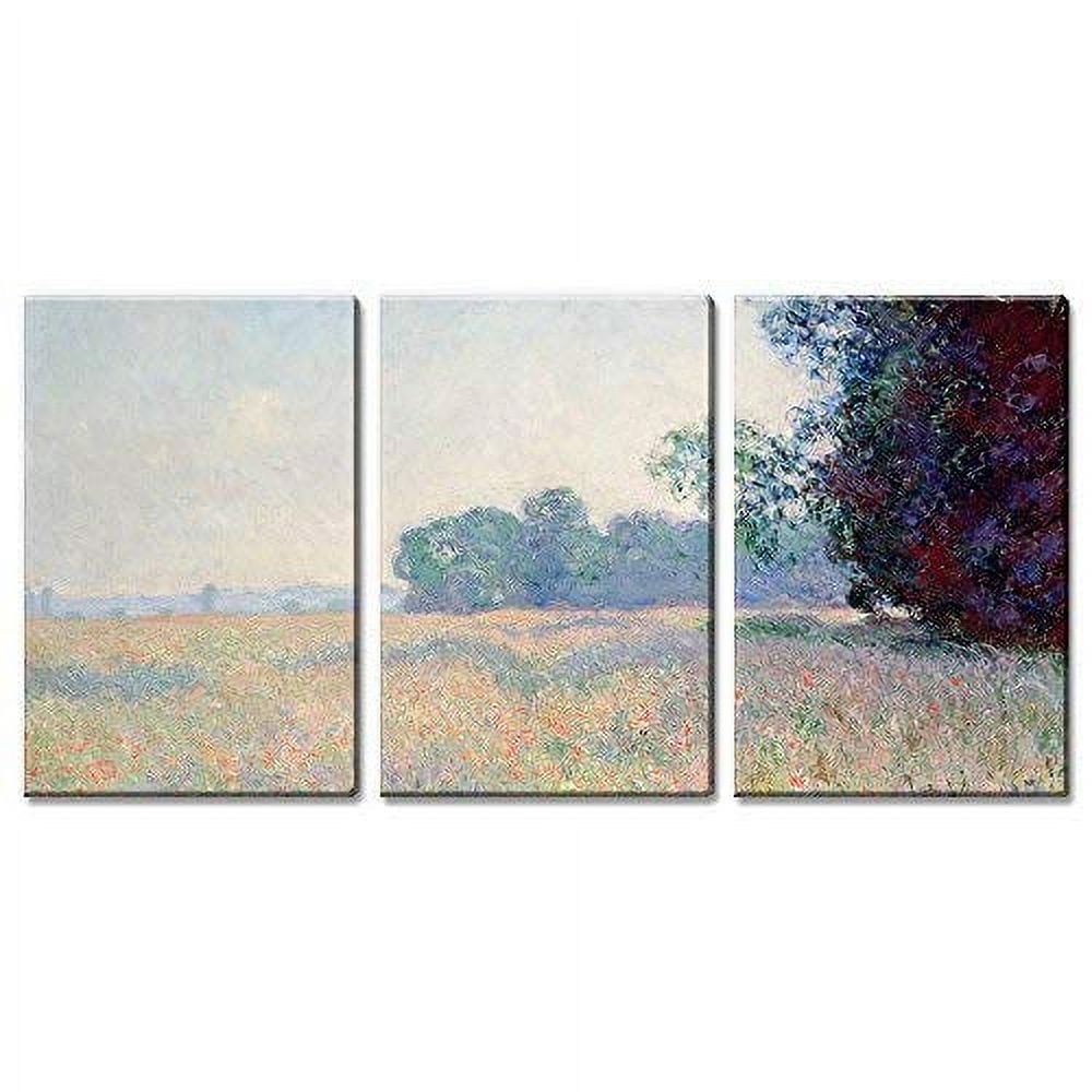 wall26 3 Panel Canvas Wall Art - Oat Field by Claude Monet - Giclee ...