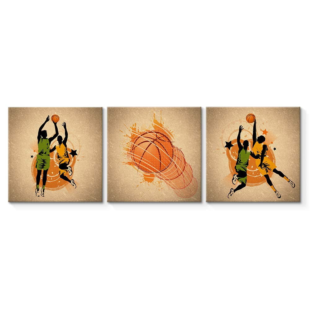 wall26 3 Panel Canvas Wall Art Play Basketball Pictures Home Wall ...