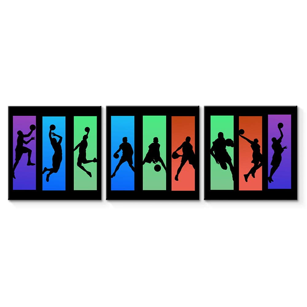 wall26 3 Panel Canvas Wall Art Play Basketball Pictures Home Wall ...