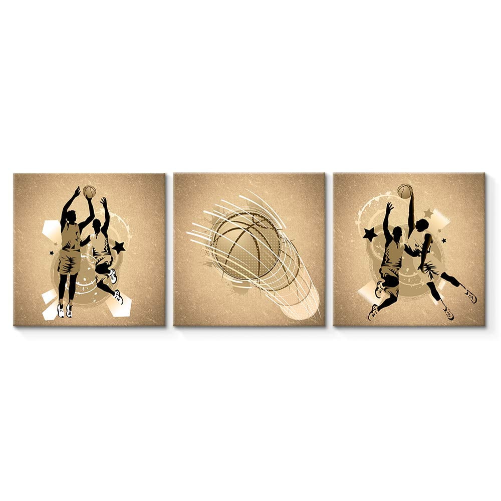 wall26 3 Panel Canvas Wall Art Play Basketball Pictures Home Wall ...