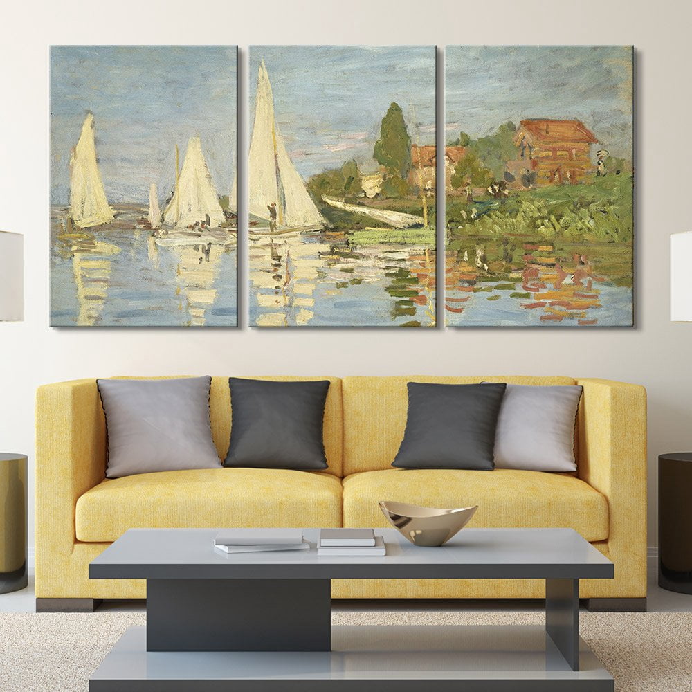 wall26 3 Panel Canvas Wall Art - Regattas at Argenteuil by Claude Monet ...