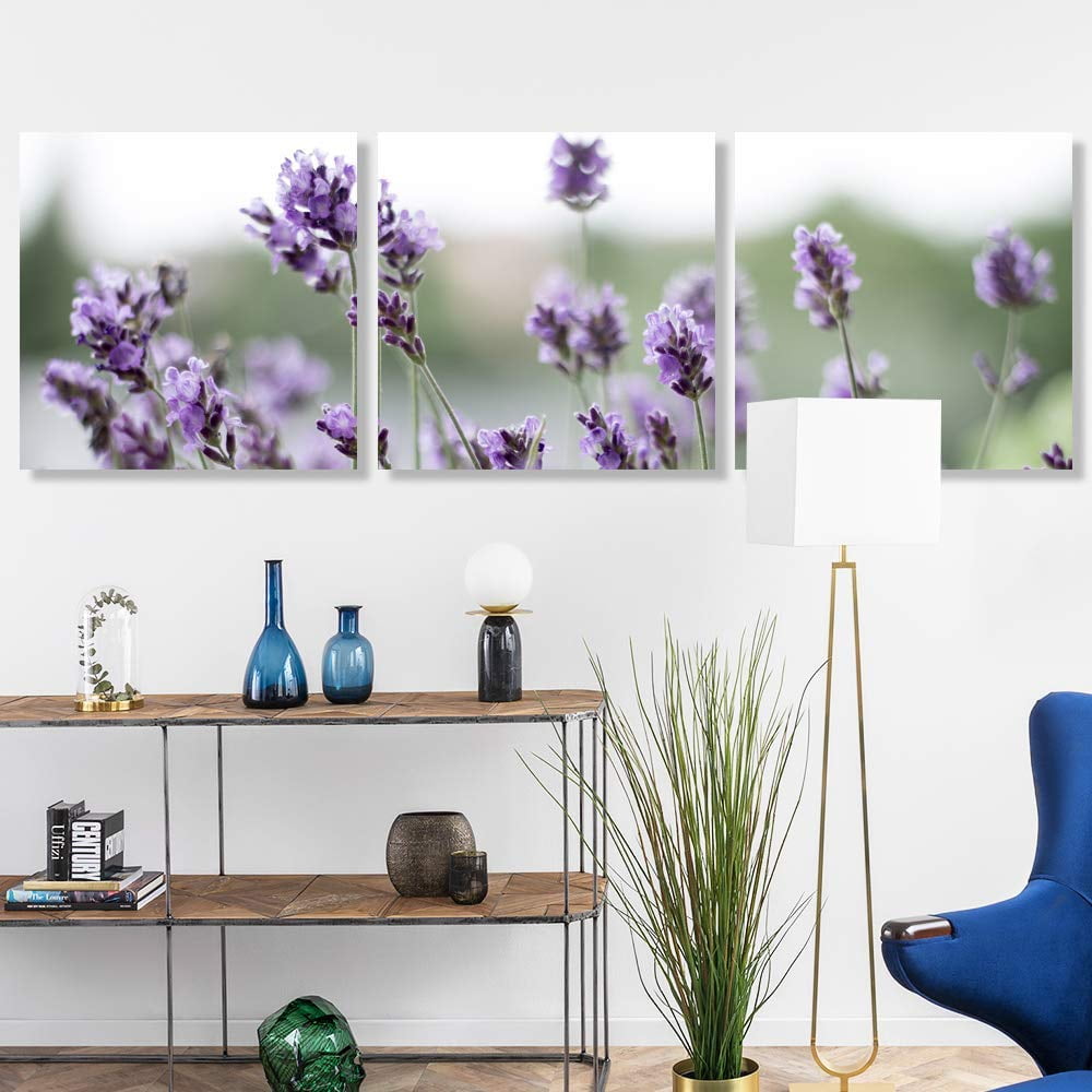wall26 3 Panel Canvas Wall Art Romantic Lavender Pictures Home Wall ...