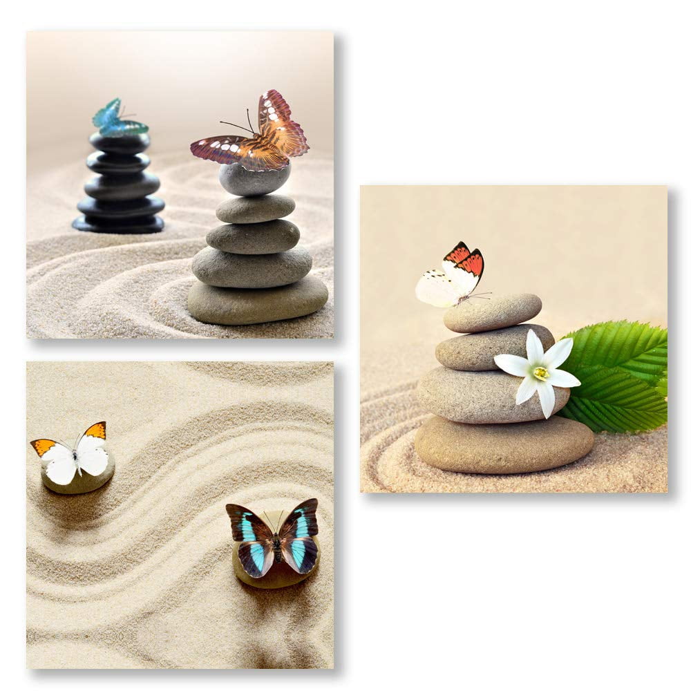 wall26 3 Panel Canvas Wall Art Stones in The Sand Pictures Home Wall ...
