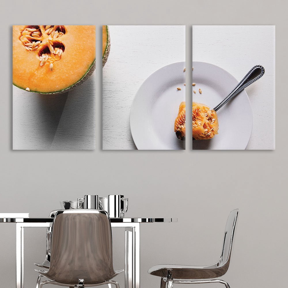wall26 3 Panel Canvas Wall Art - Sweet Melon on The Plate - Giclee ...