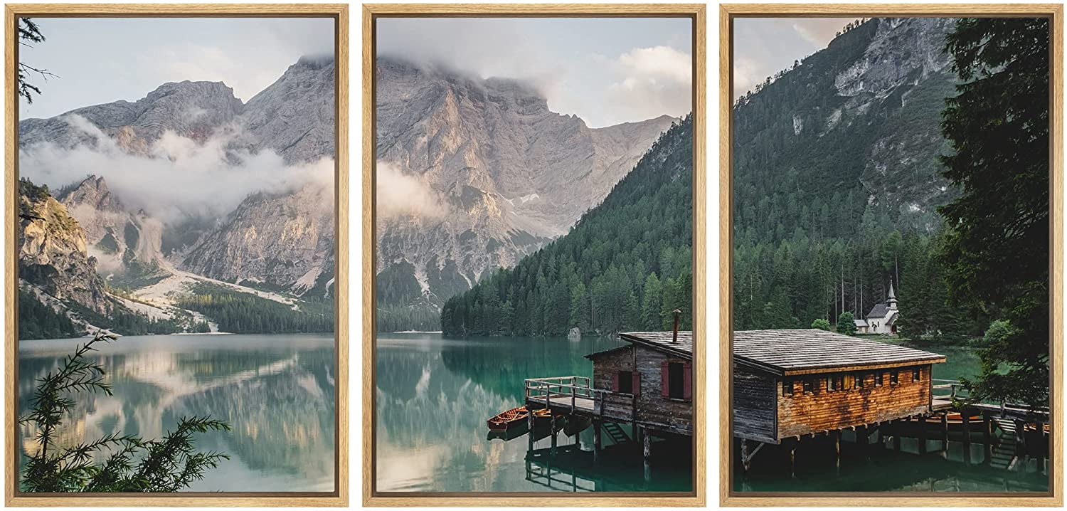 wall26 - 3 Panel Framed Canvas Wall Art - Majestic Natural Landscape ...