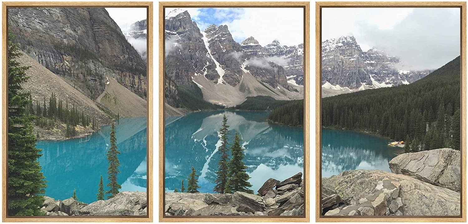 wall26 - 3 Panel Framed Canvas Wall Art - Majestic Natural Landscape Triptych Framed Canvas ...