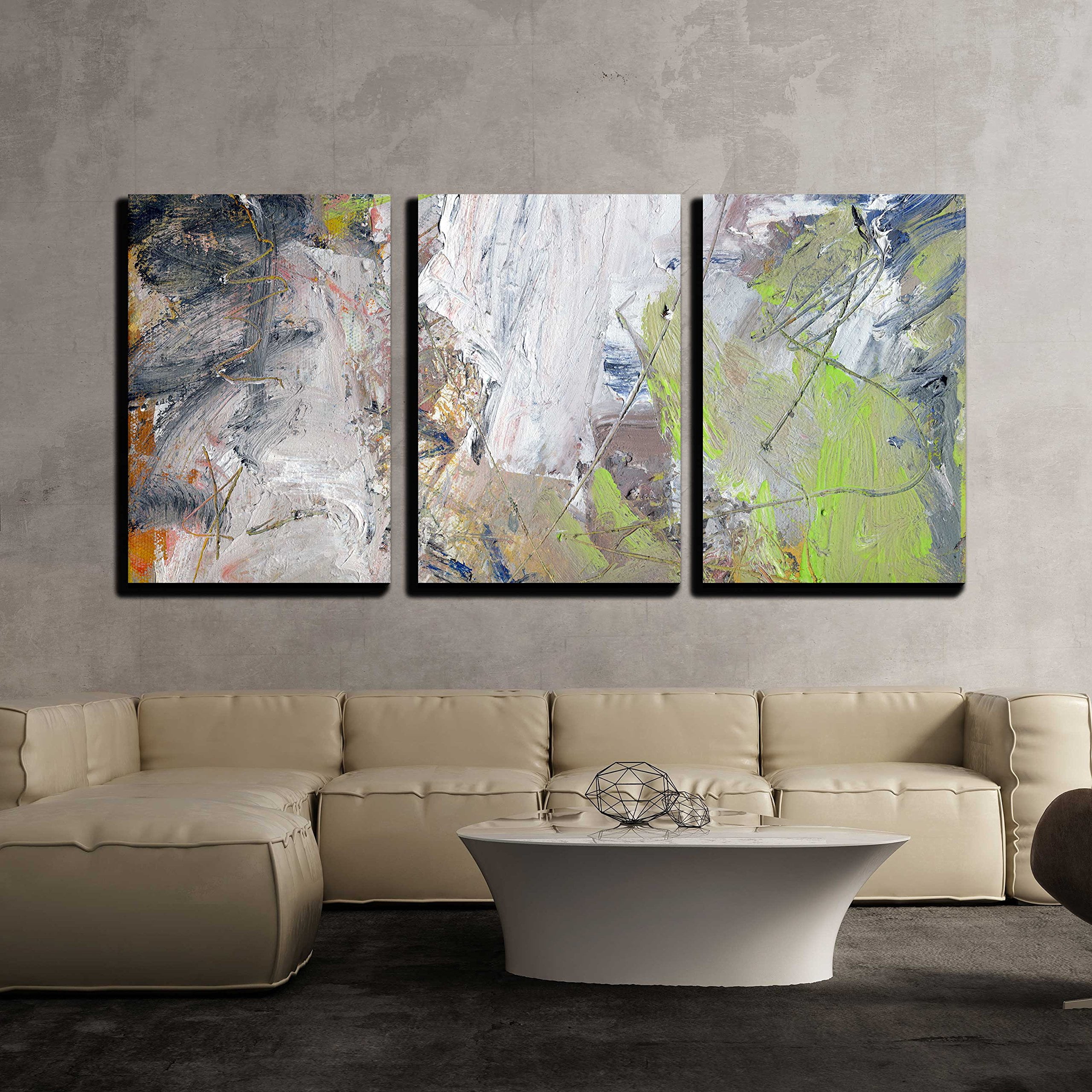 wall26 - 3 Piece Canvas Wall Art - Abstract Multicolor Layer Artwork ...