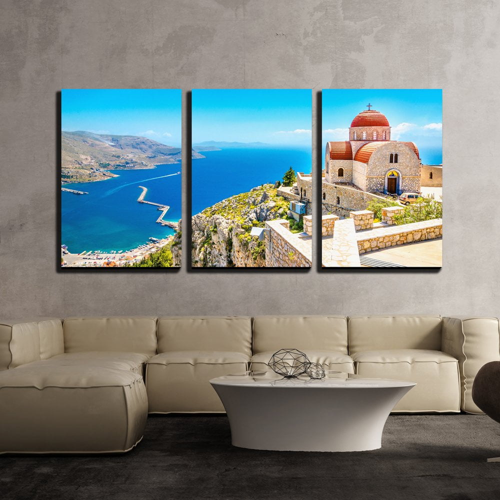 wall26 - 3 Piece Canvas Wall Art - Amazing View on Remote Church with ...