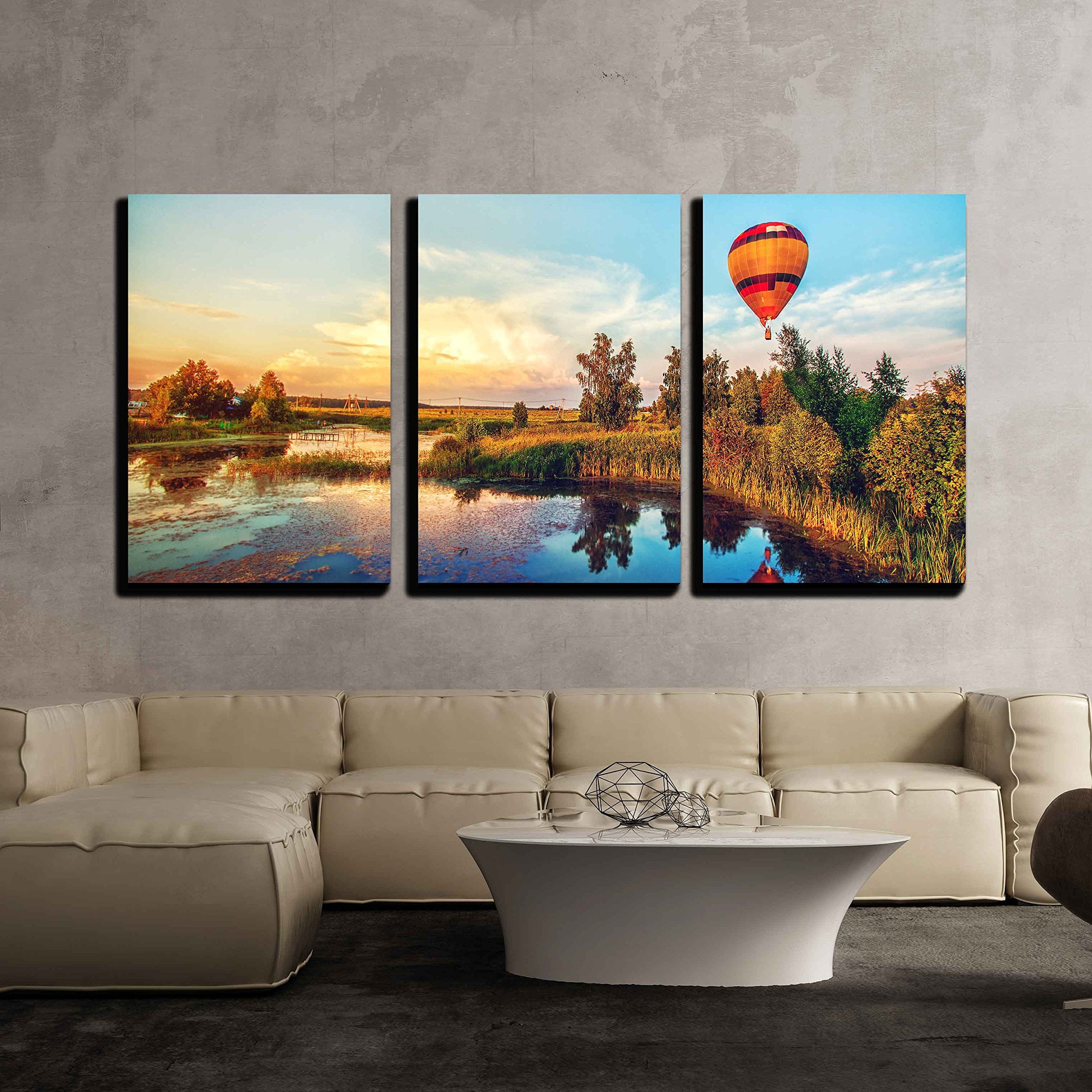 wall26 - 3 Piece Canvas Wall Art - Beautiful Fantasy Sunrise Summer ...