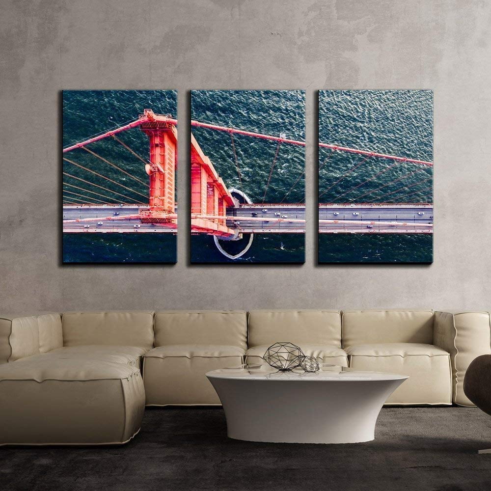 wall26 - 3 Piece Canvas Wall Art - Bird's-Eye View of Golden Gate ...