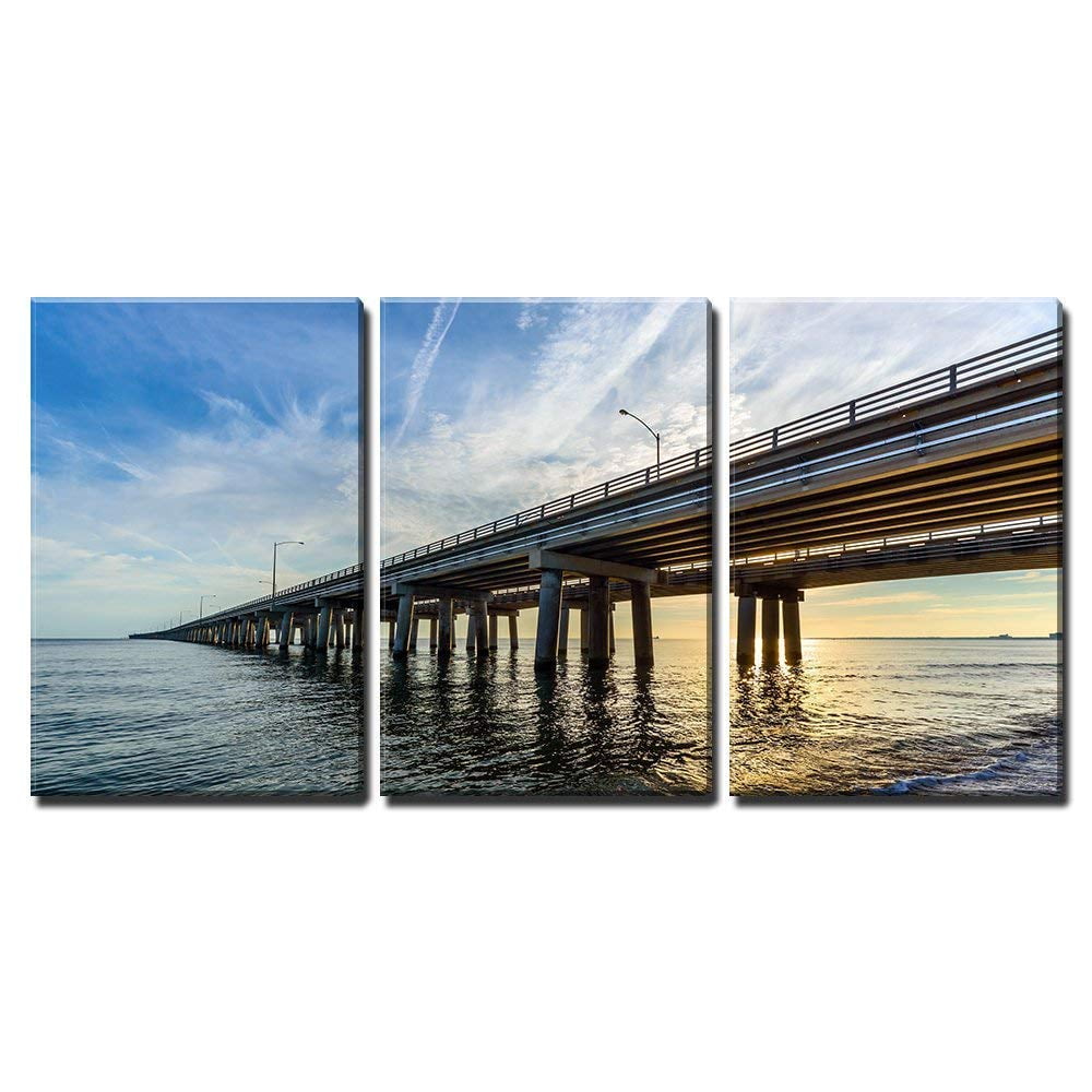 wall26 - 3 Piece Canvas Wall Art - Chesapeake Bay Bridge - Modern Home ...