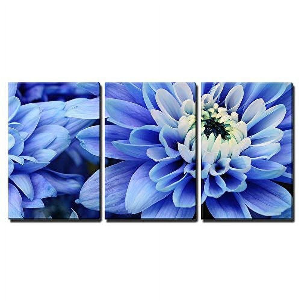 wall26 - 3 Piece Canvas Wall Art - Close Up of Blue Petals, Pistils and ...