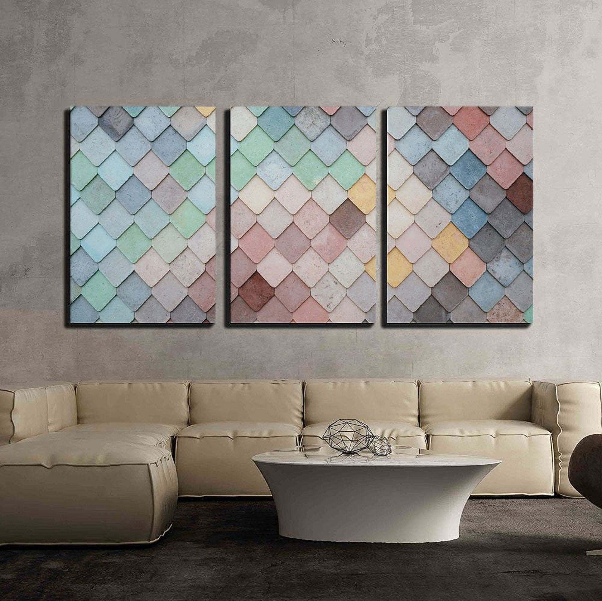wall26 - 3 Piece Canvas Wall Art - Colorful Mosaic Tile - Modern Home ...