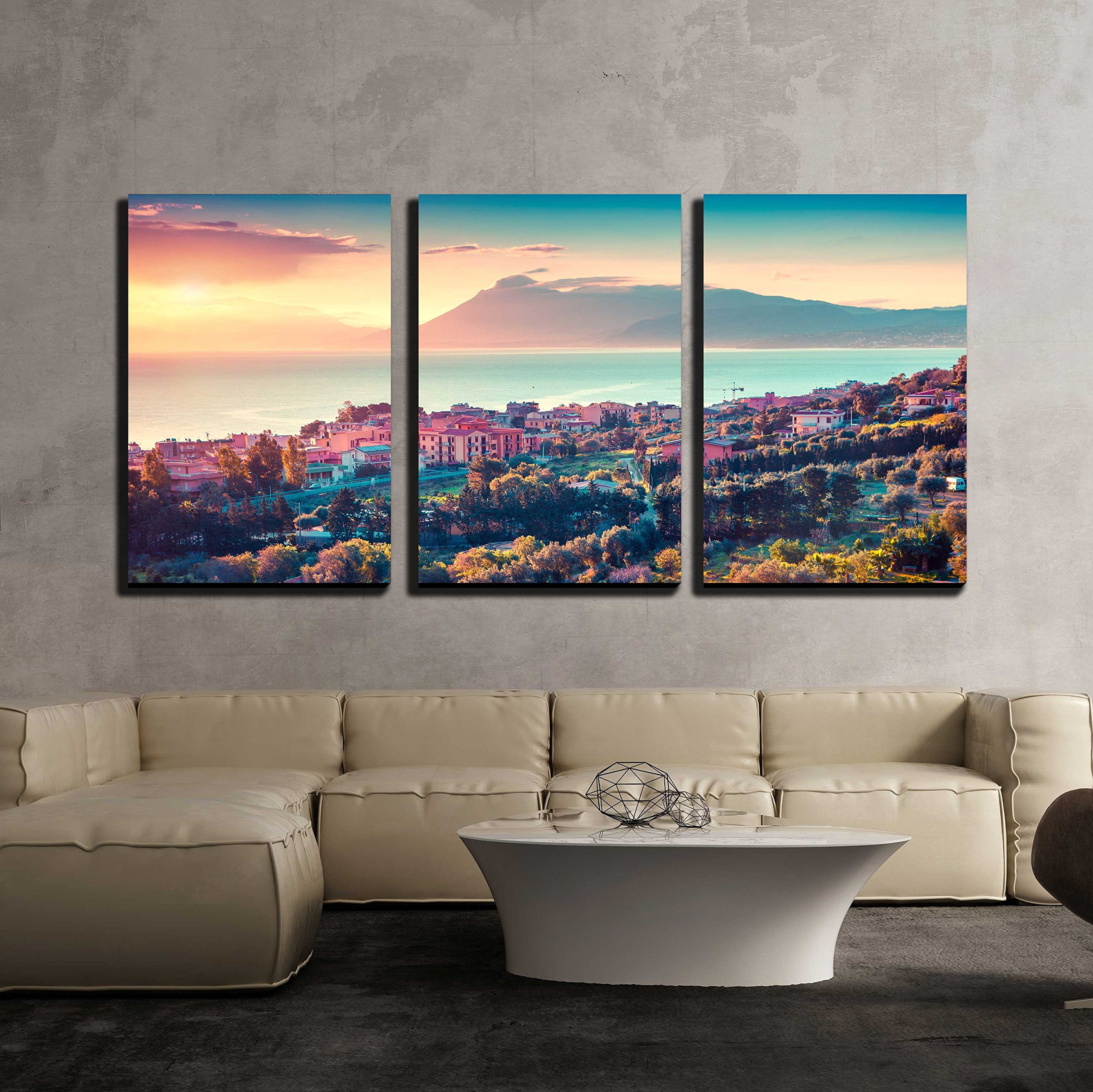 wall26 - 3 Piece Canvas Wall Art - Colorful Spring Sunset in The ...
