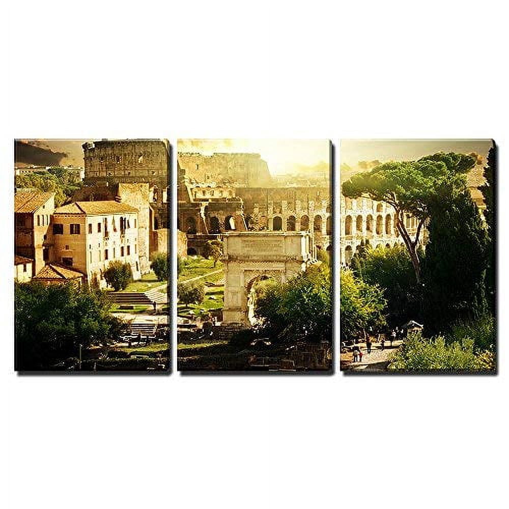 wall26 - 3 Piece Canvas Wall Art - Colosseum in Rome, Italy - Modern ...