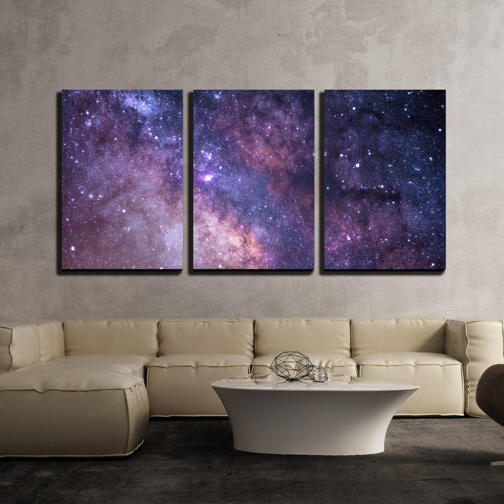 wall26 - 3 Piece Canvas Wall Art - Cosmos Concept in Purple - Modern ...