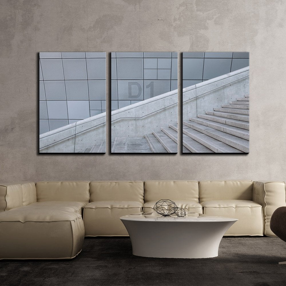 wall26 - 3 Piece Canvas Wall Art - Grey Stone Stair Cases - Modern Home ...