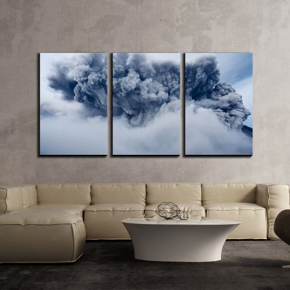 wall26 - 3 Piece Canvas Wall Art - Heavy Clouds Hovering Above The Town ...