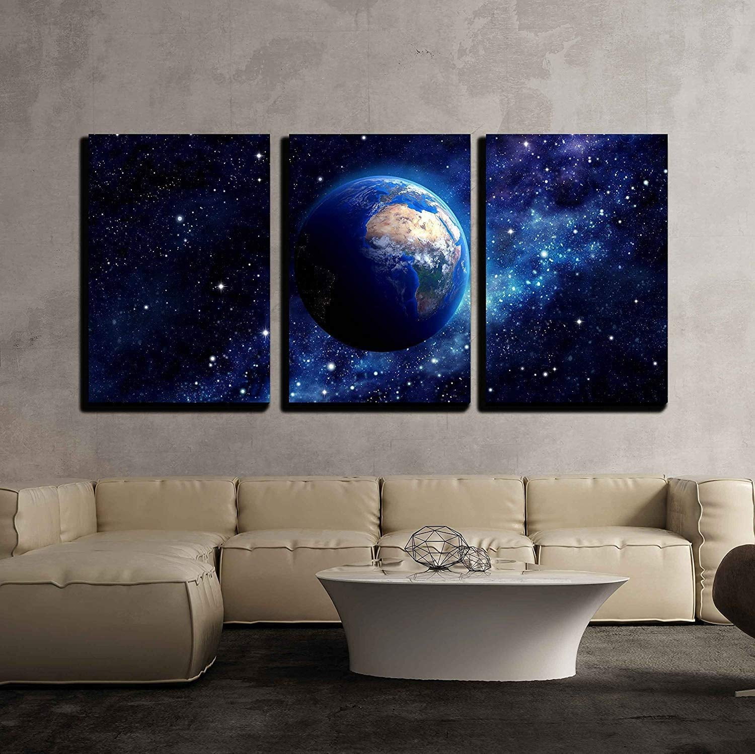 wall26 - 3 Piece Canvas Wall Art - Imaginary View of Planet Earth in a ...