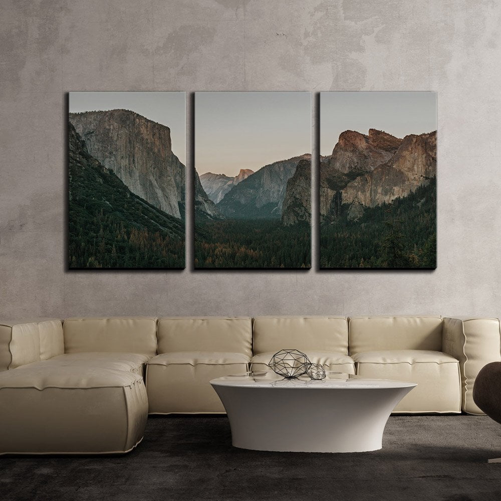wall26 - 3 Piece Canvas Wall Art - Landscape of Mountains with Forest ...