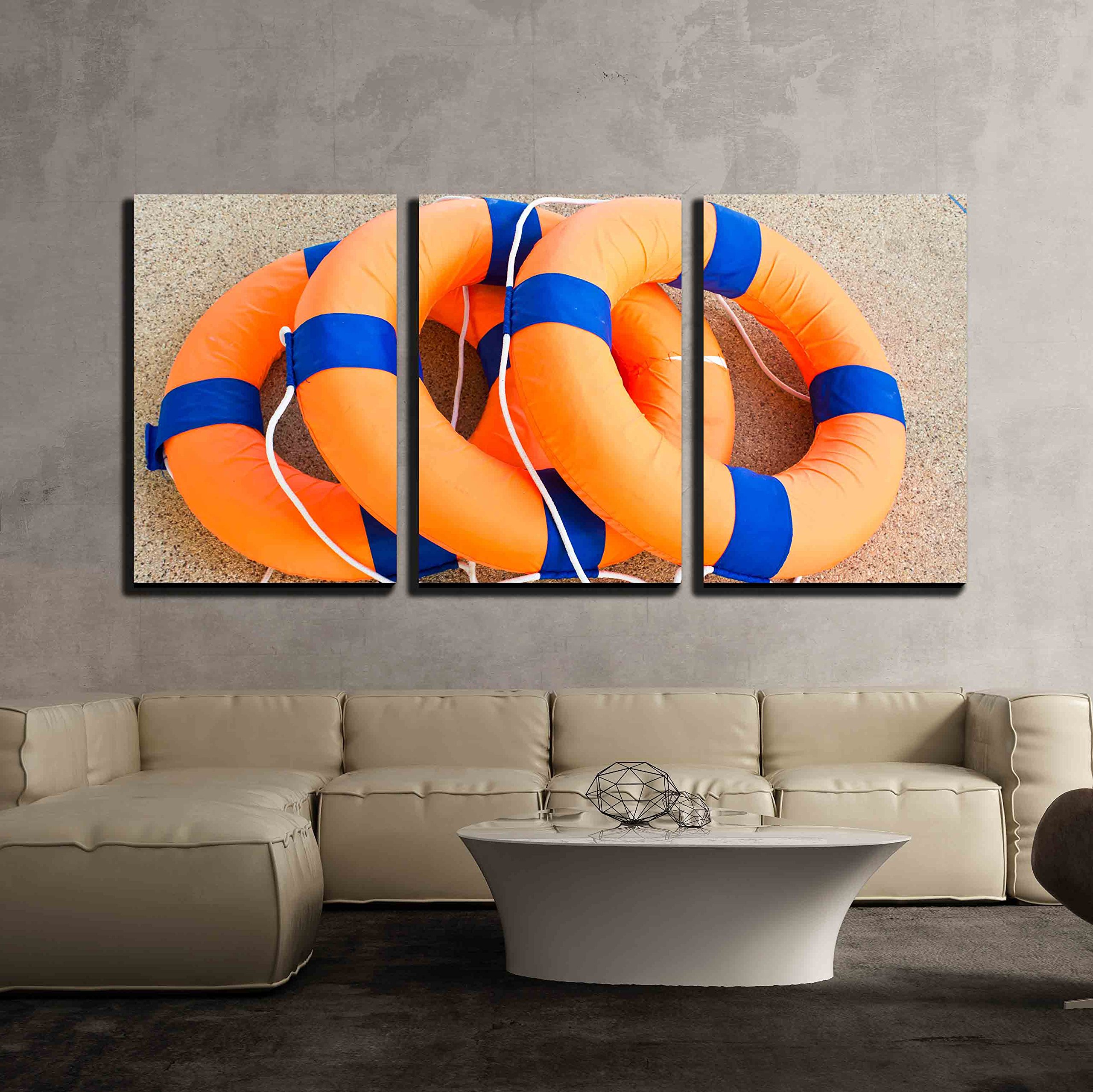 wall26 - 3 Piece Canvas Wall Art - Life Preserver Floating - Modern ...