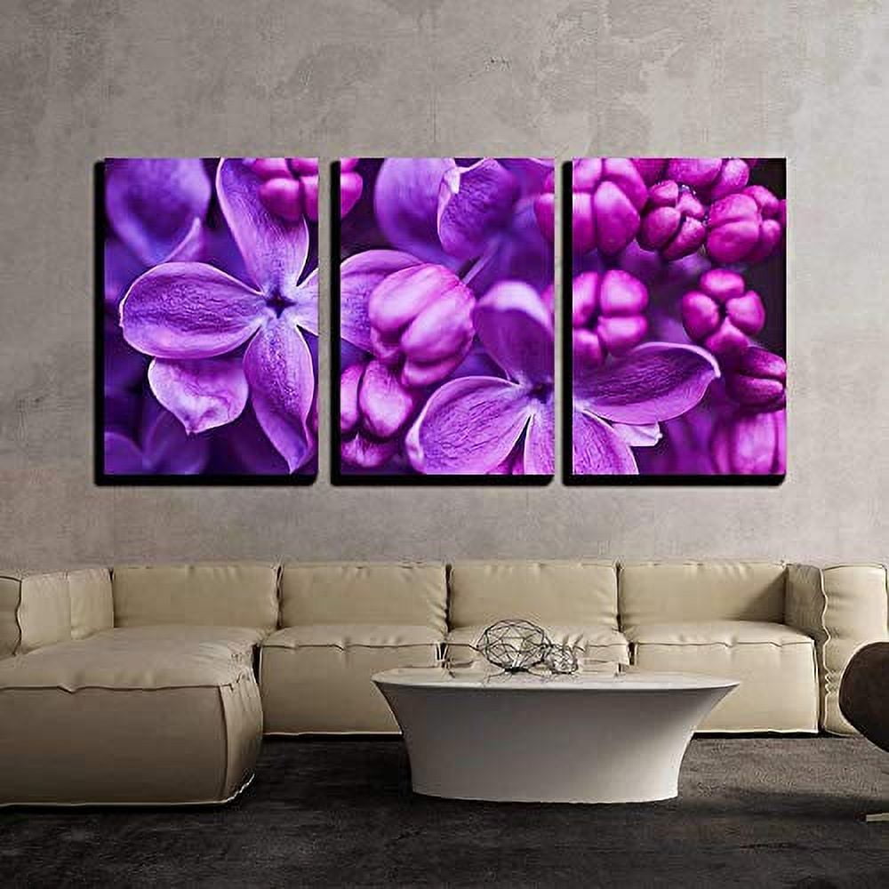 Wall26 3 Piece Canvas Wall Art Lilac Flowers Background Modern