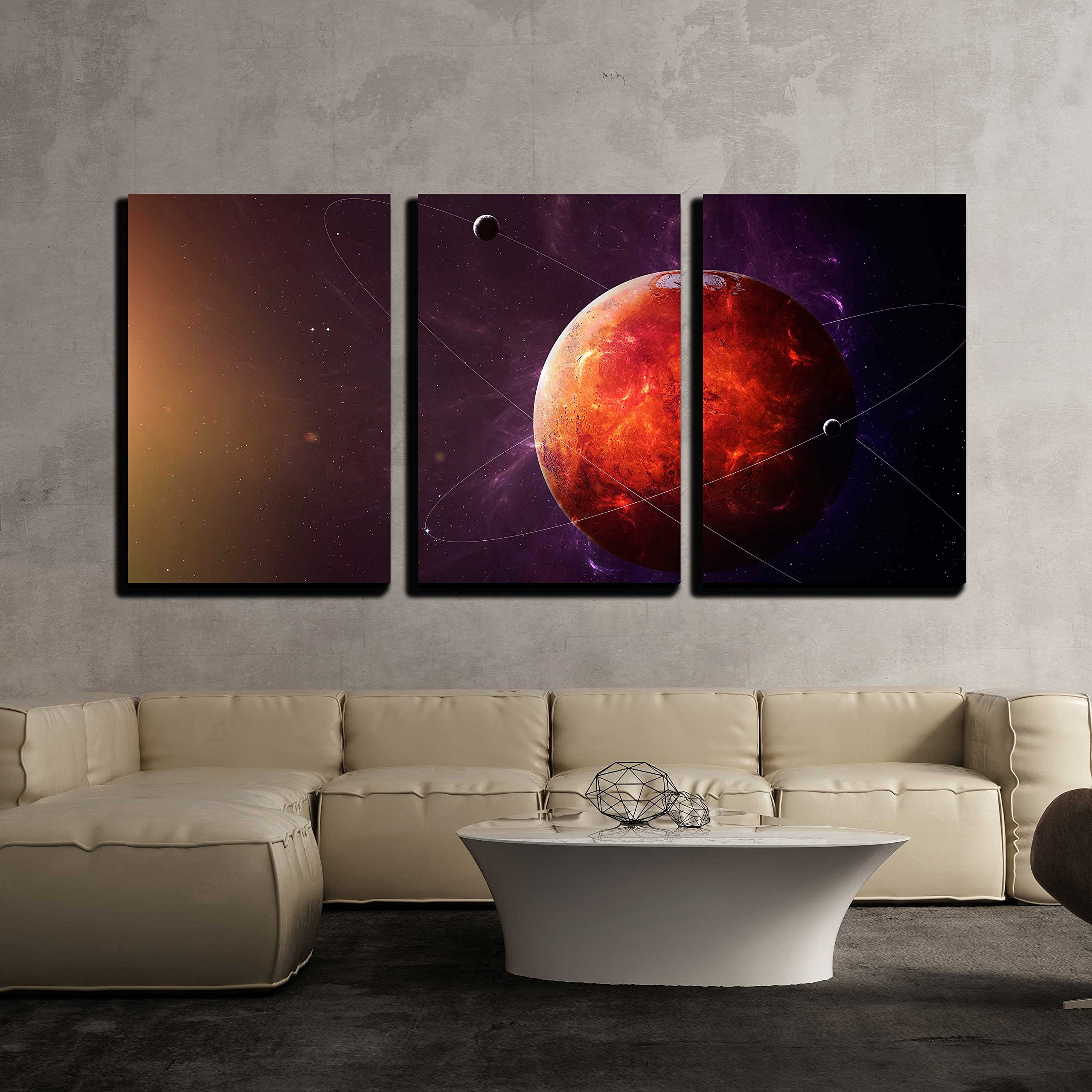 wall26 - 3 Piece Canvas Wall Art - The Mars Shot from Space Showing All ...