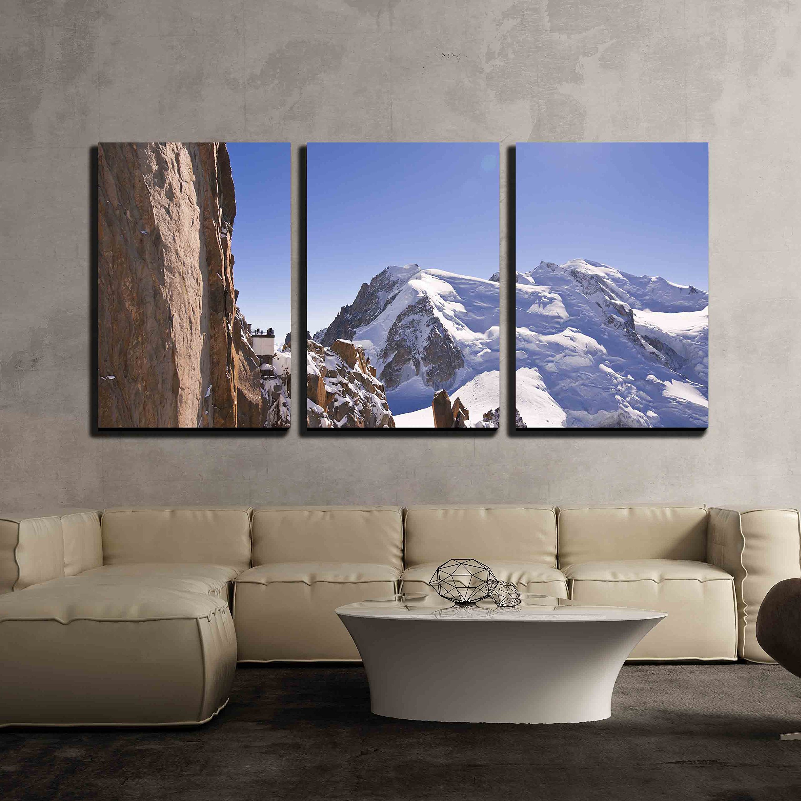 wall26 - 3 Piece Canvas Wall Art - Massif Mont-Blanc, Aiguille Du Midi ...