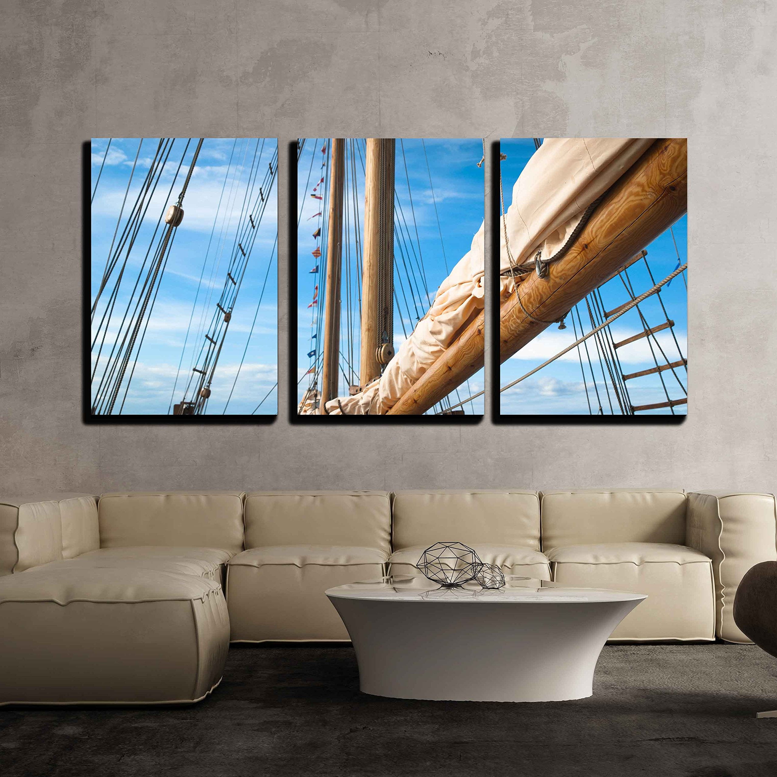 wall26 3 Piece Canvas Wall Art - Mast of an Ancient Sailing Vessel ...