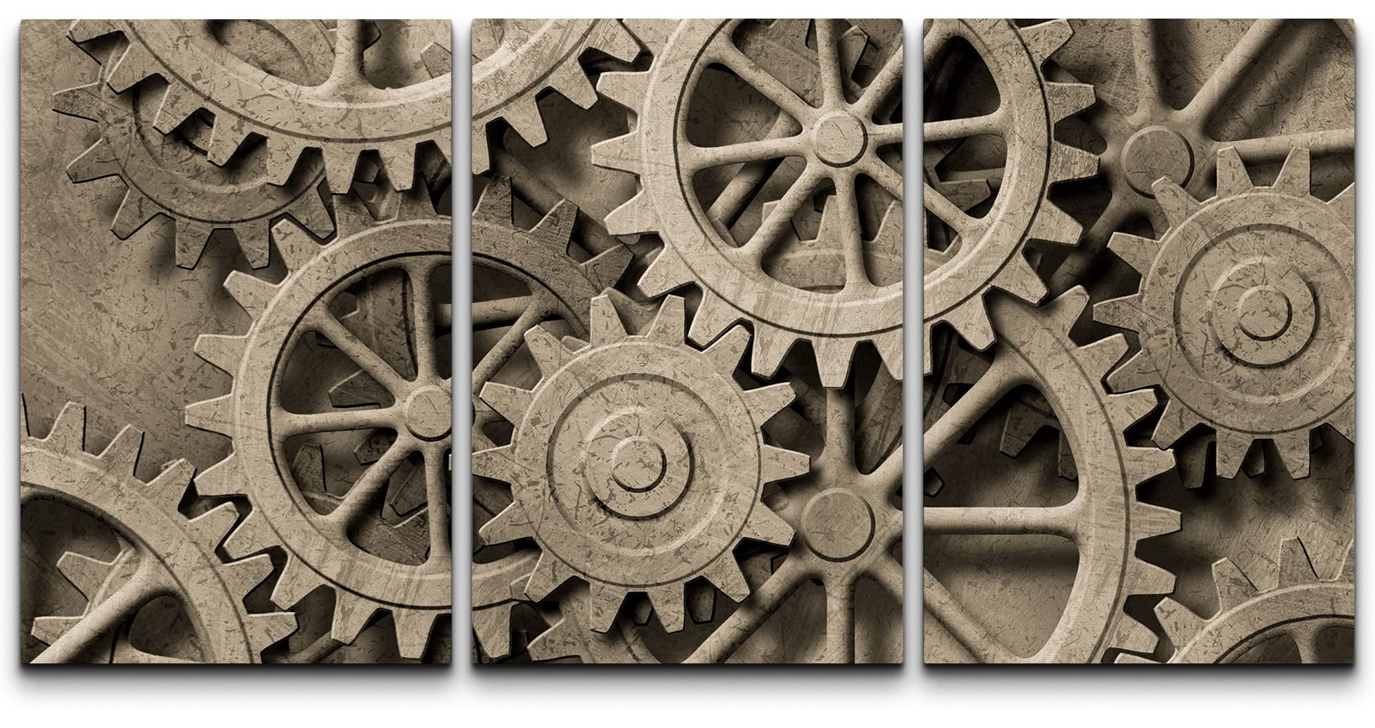 wall26 - 3 Piece Canvas Wall Art - a Mechanical Background with Gears ...