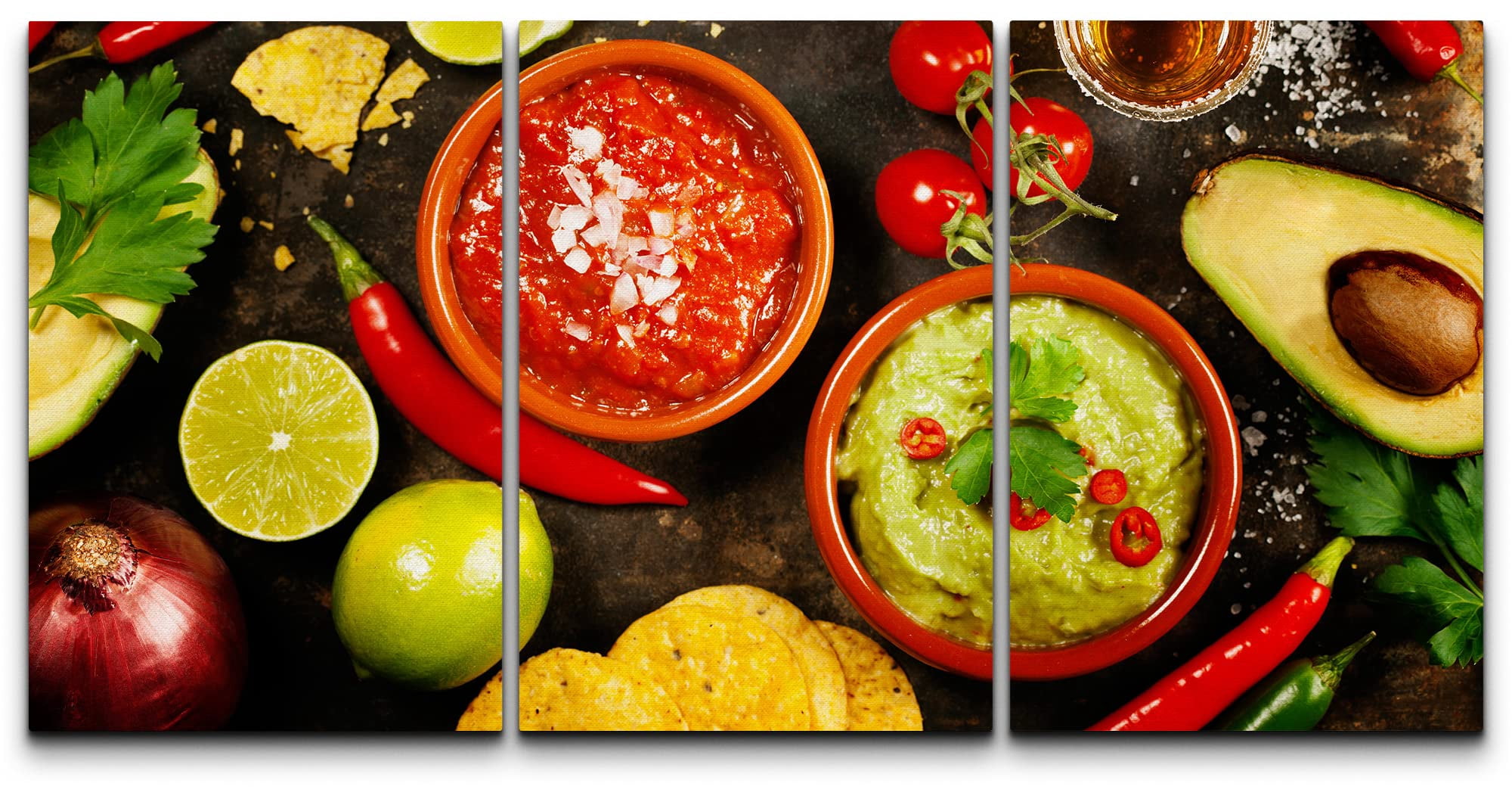 wall26 3 Piece Canvas Wall Art - Mexican Food: Tortilla Chips ...
