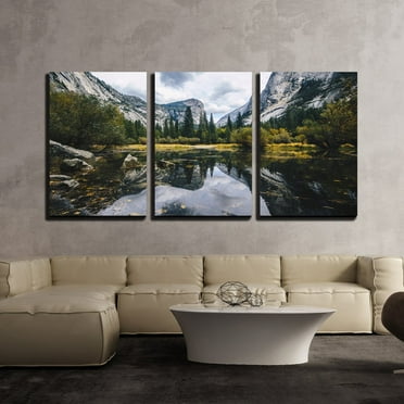 wall26 - 3 Piece Canvas Wall Art - Snow Covered Mountains Under Cloudy ...