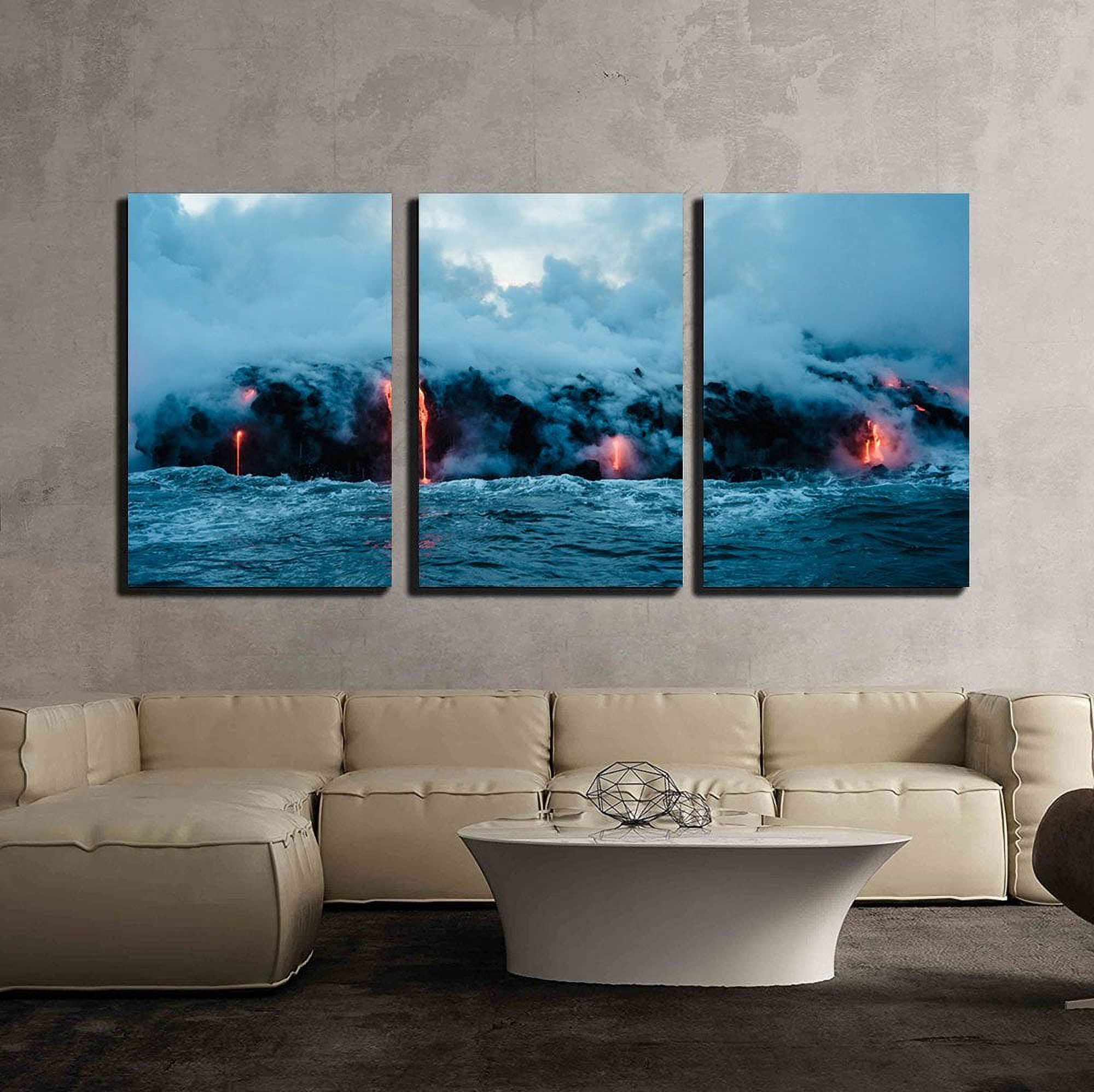 wall26 - 3 Piece Canvas Wall Art - Nature Scenery of Volcanic Eruption ...