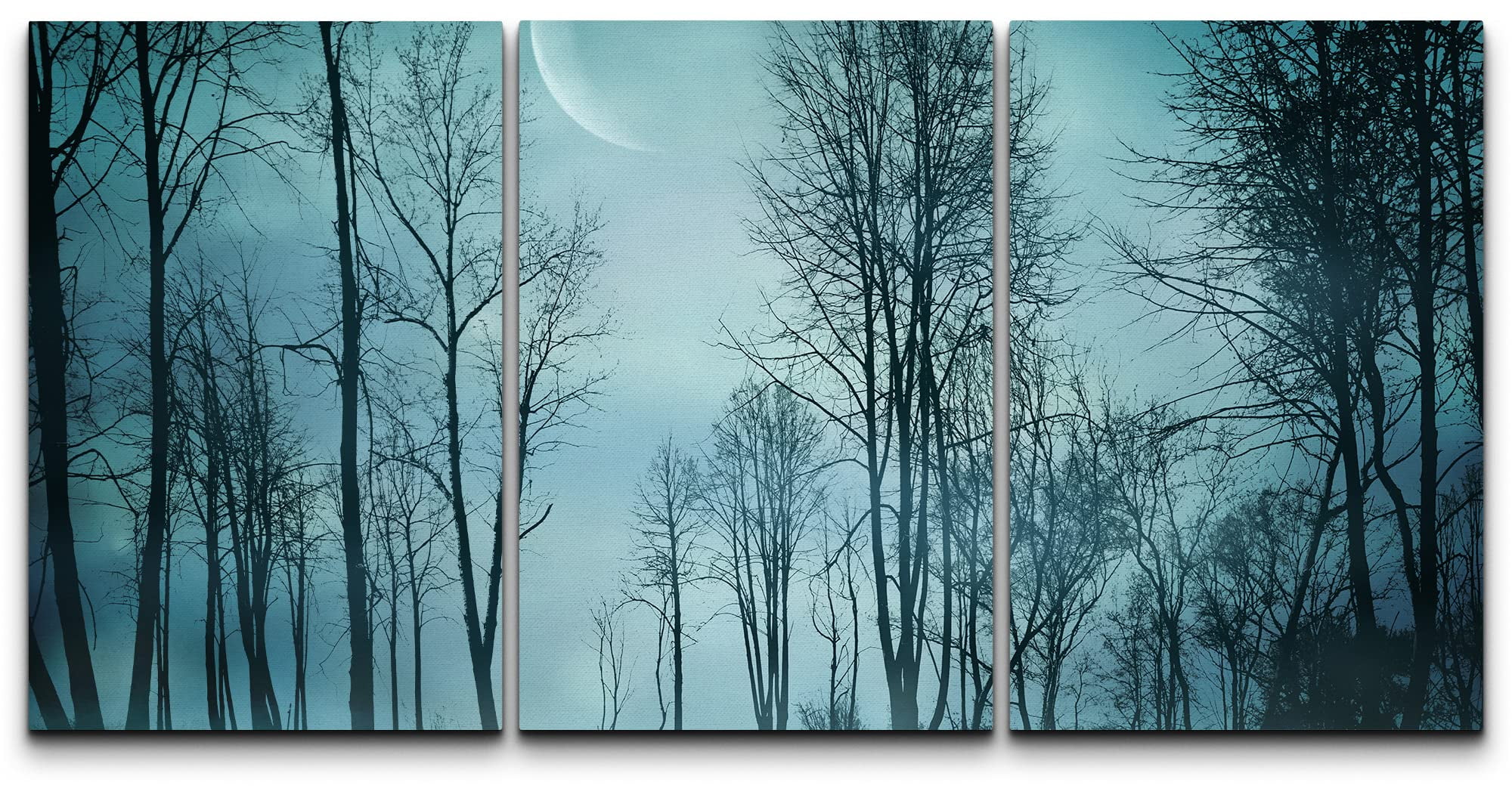 wall26 - 3 Piece Canvas Wall Art - Night Forest in Vintage Background ...