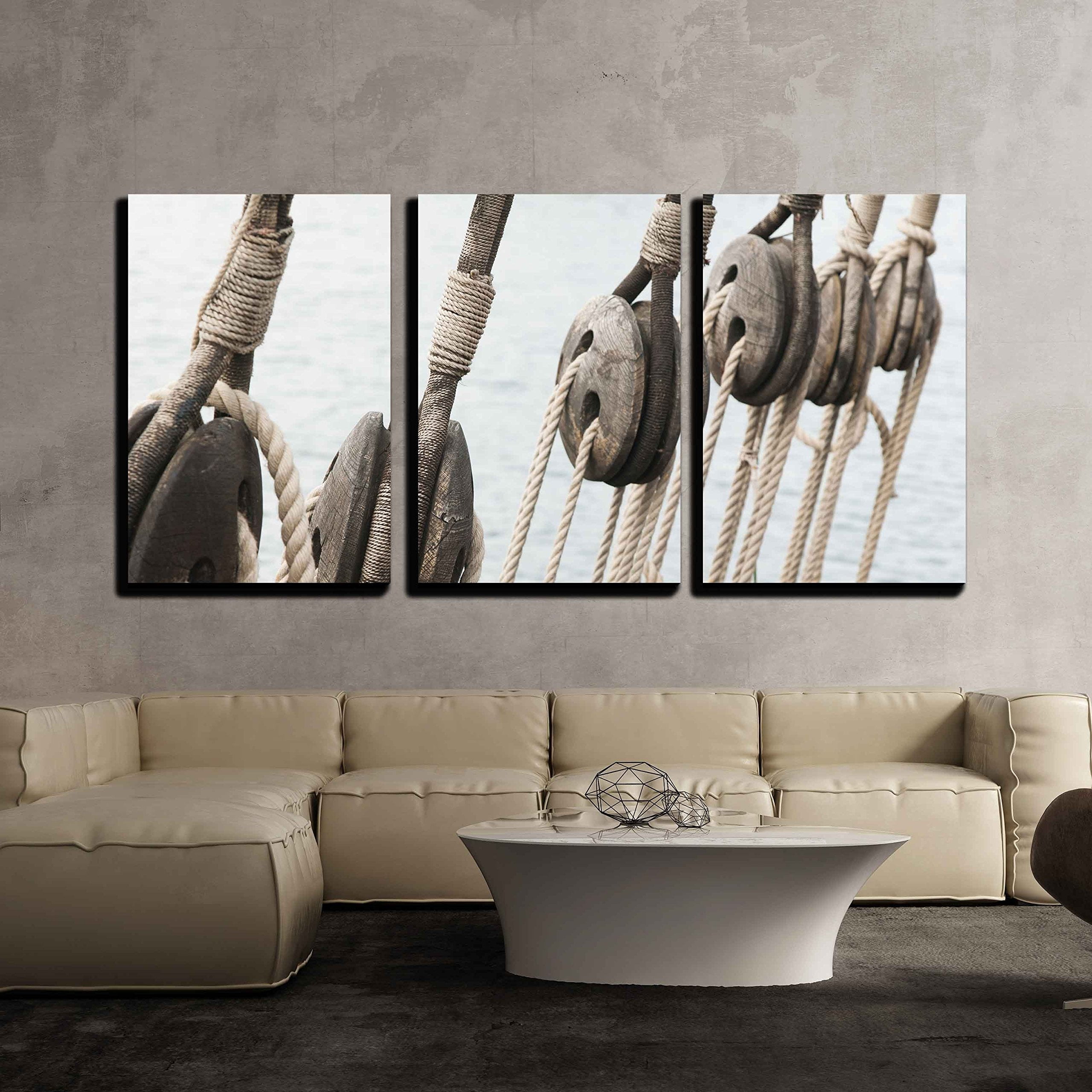 wall26 3 Piece Canvas Wall Art - Rigging of an Ancient Sailing Vessel ...