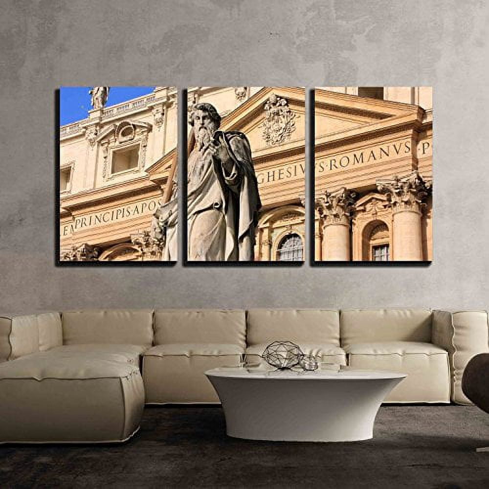 wall26 - 3 Piece Canvas Wall Art - Satue of Saint Peter, Maderno Facade ...