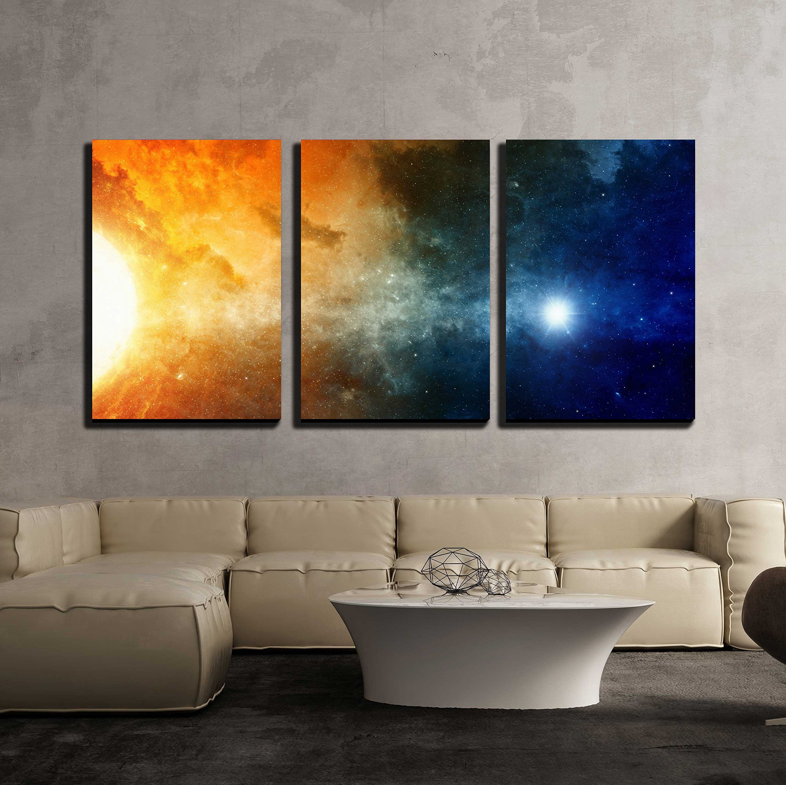 wall26 - 3 Piece Canvas Wall Art - Scientific Background, Big Red Star ...