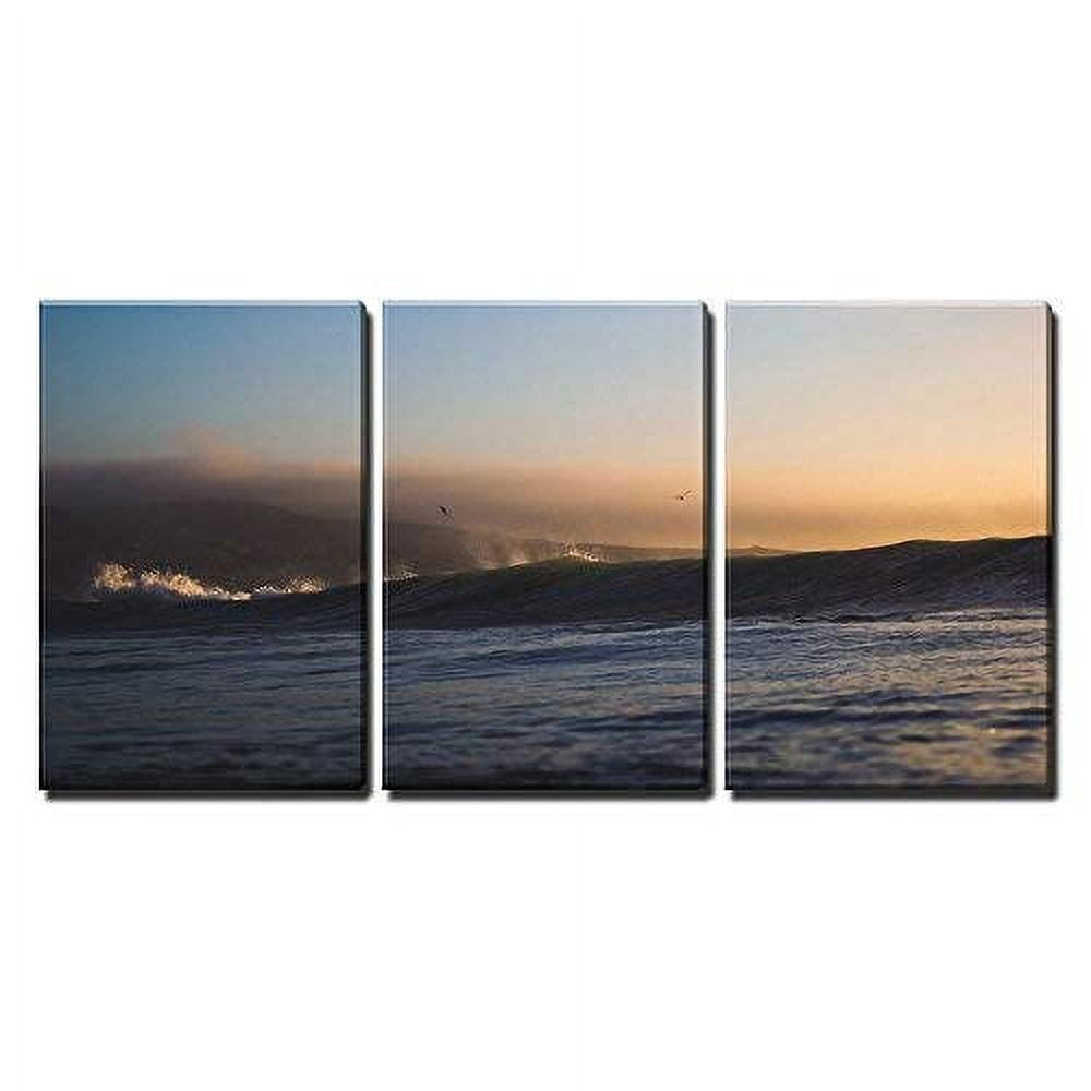 wall26 - 3 Piece Canvas Wall Art - Seashore with Huge Waves on The Sea ...