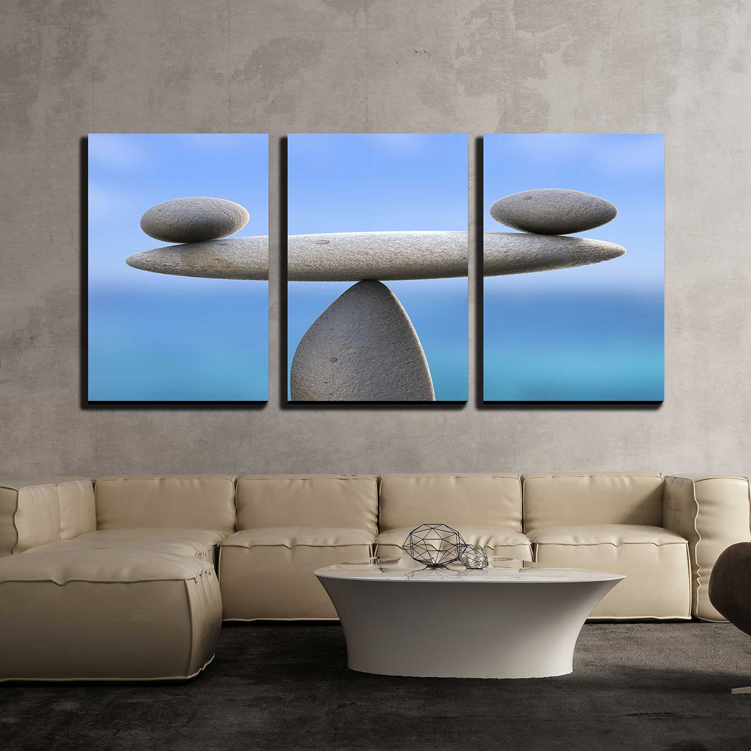 wall26 - 3 Piece Canvas Wall Art - Spa Stones Showing Perfect Balance ...
