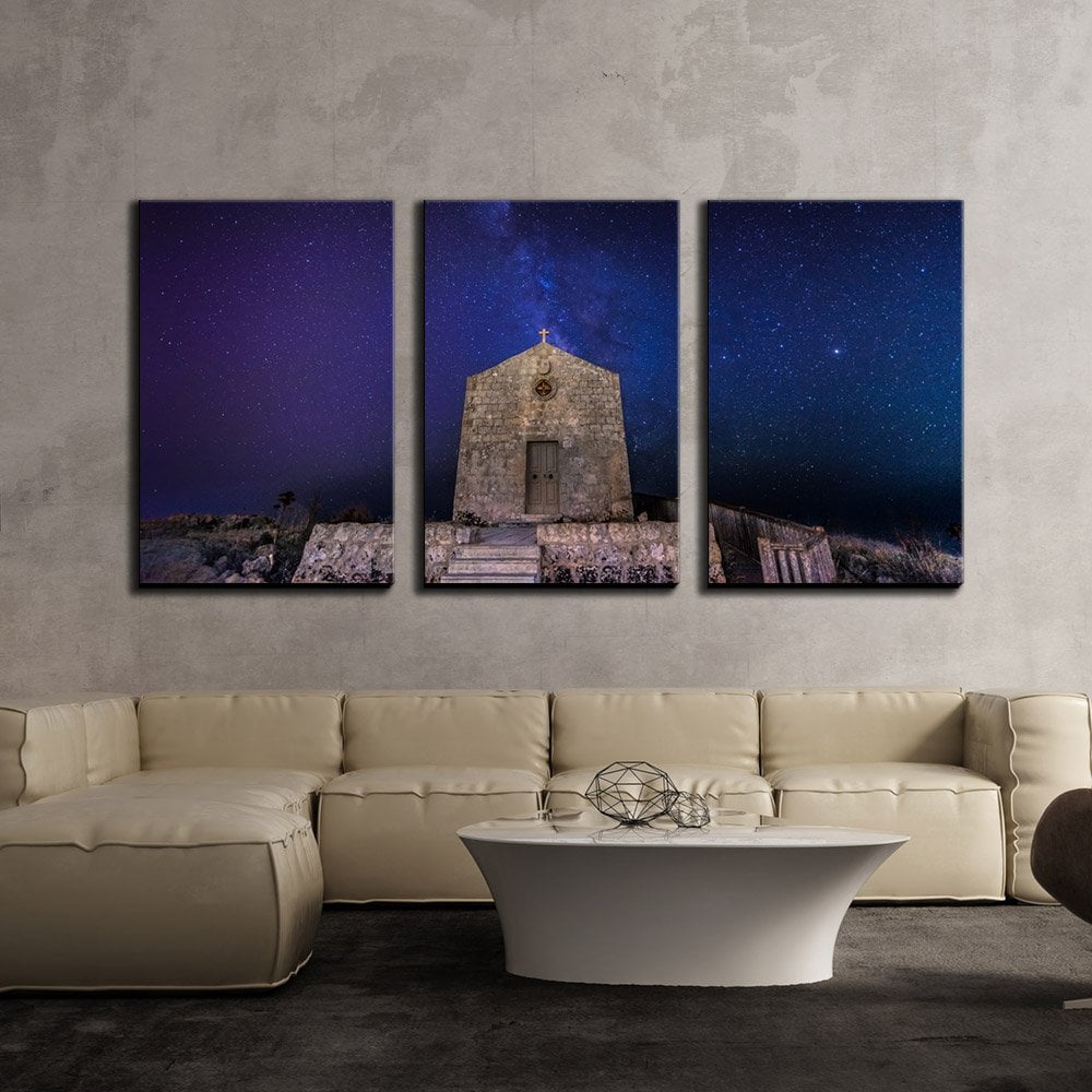 wall26 - 3 Piece Canvas Wall Art - Spectacular Night View with Milk Way ...