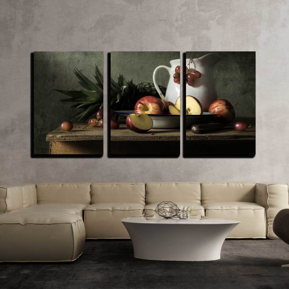 wall26-3 Piece Canvas Wall Art - Still Life with Fruits on Wood Table ...