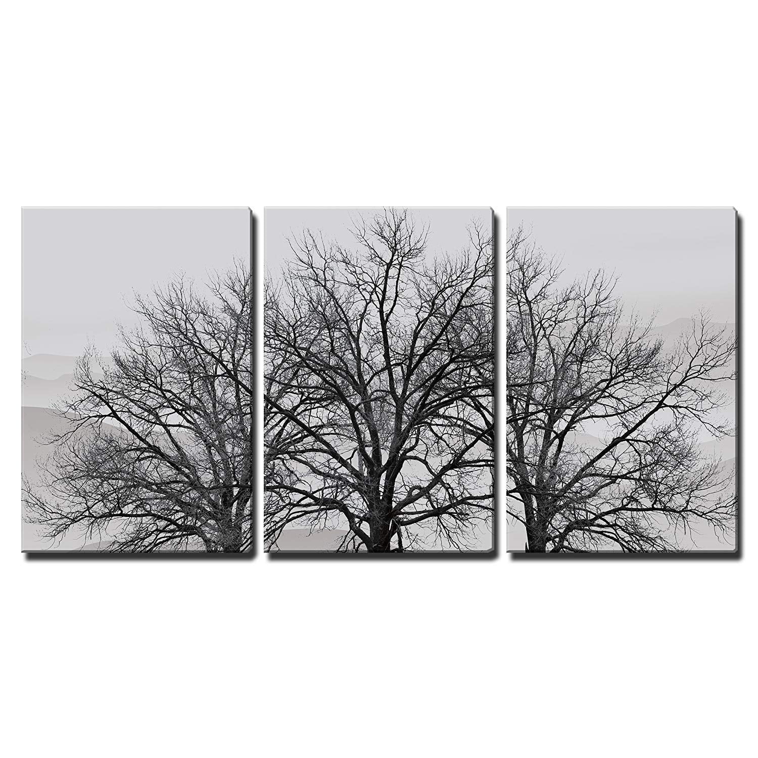 wall26 - 3 Piece Canvas Wall Art - Trees in Winter Gray Landscape ...