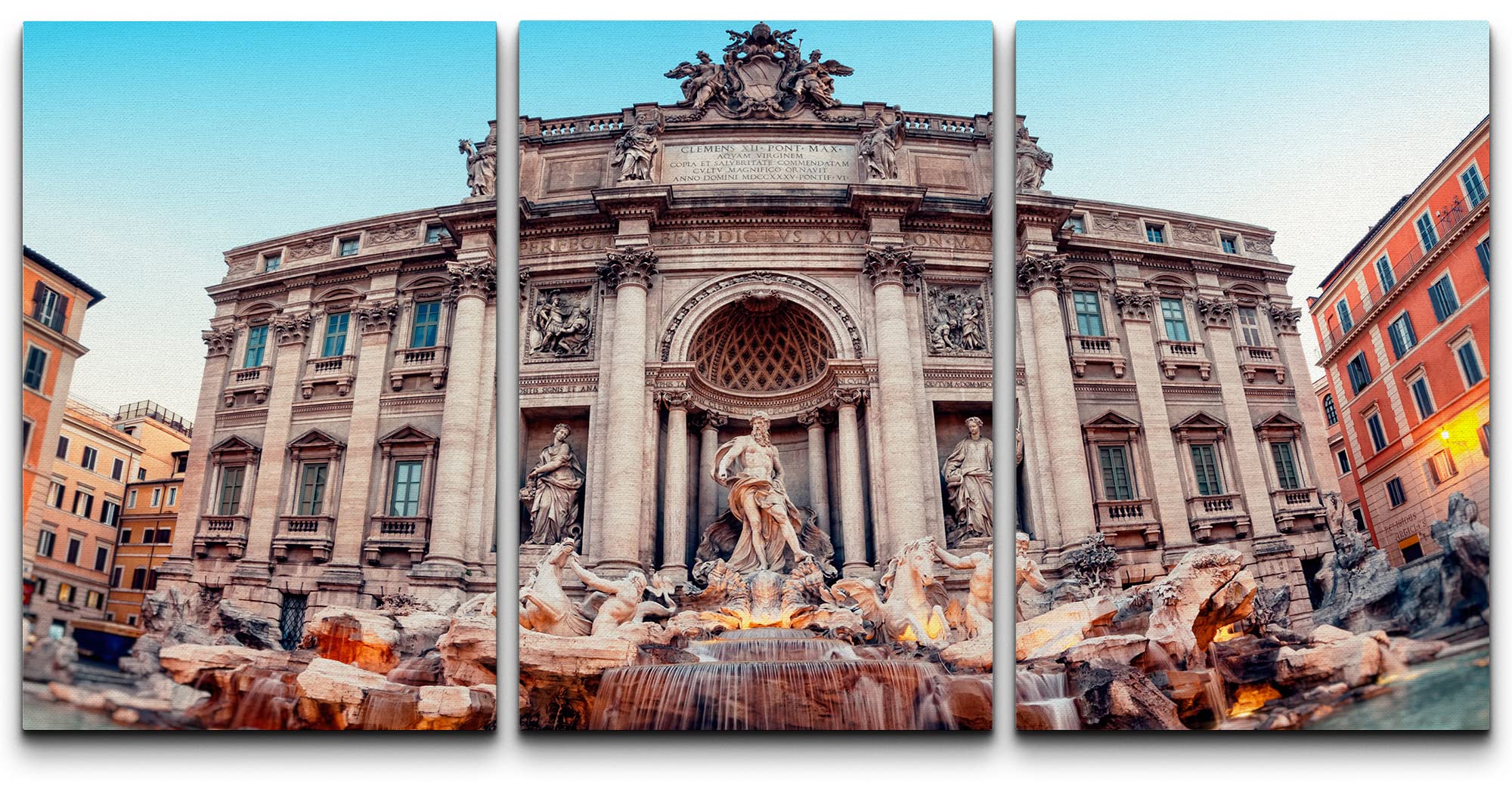 wall26 - 3 Piece Canvas Wall Art - Trevi Fountain (Fontana di Trevi ...