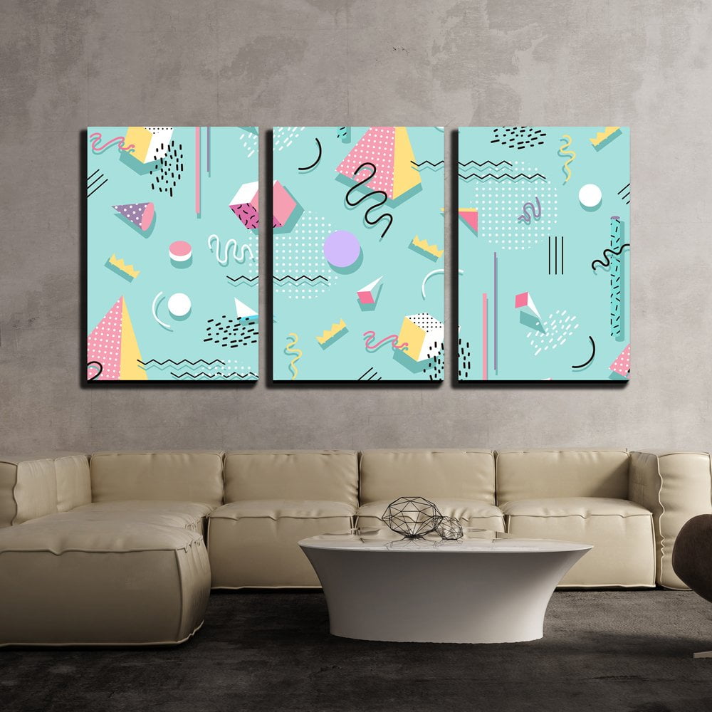 wall26 - 3 Piece Canvas Wall Art - Vector - Memphis Pattern of ...