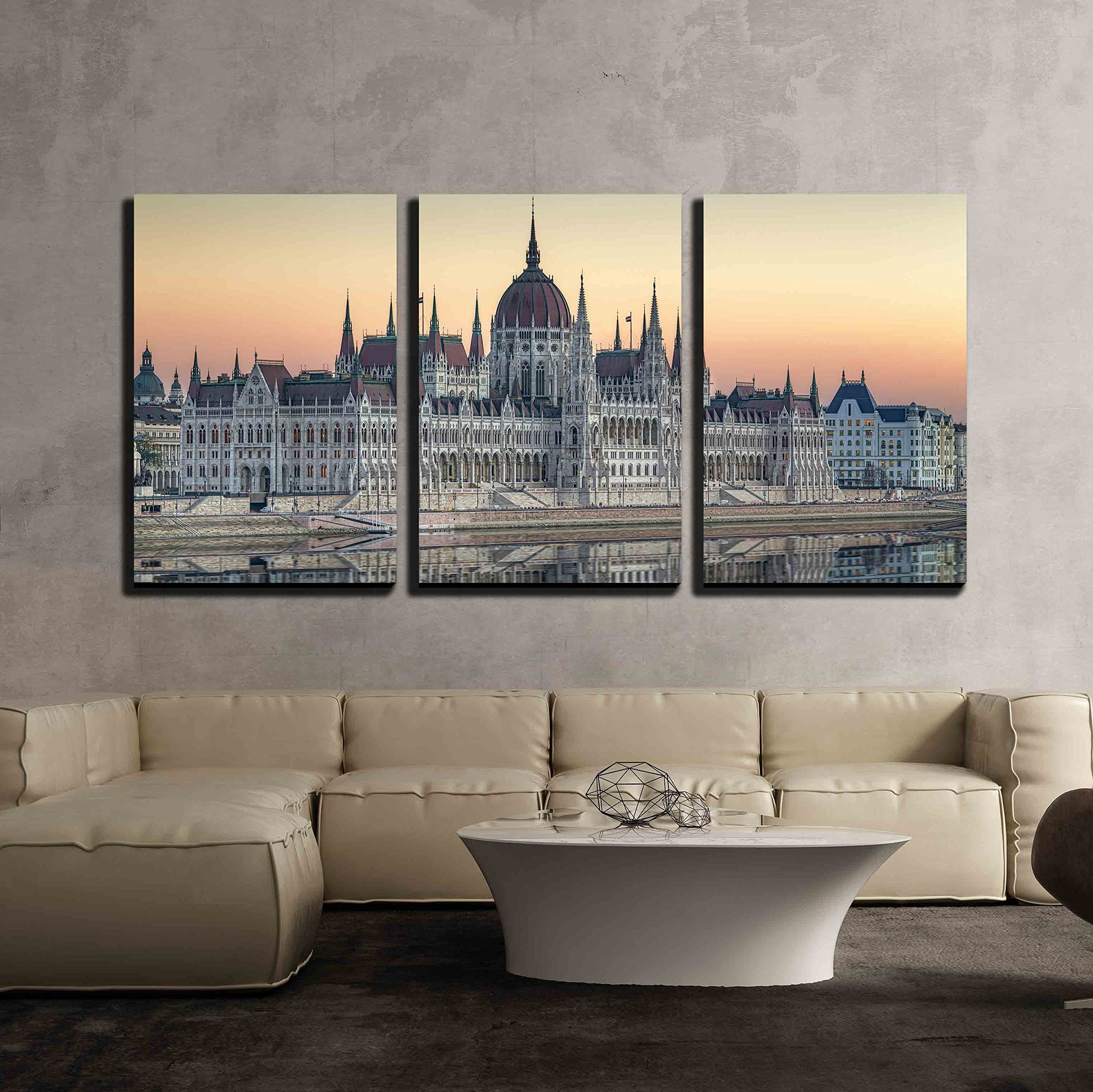 wall26 - 3 Piece Canvas Wall Art - View of Hungarian Parliament ...